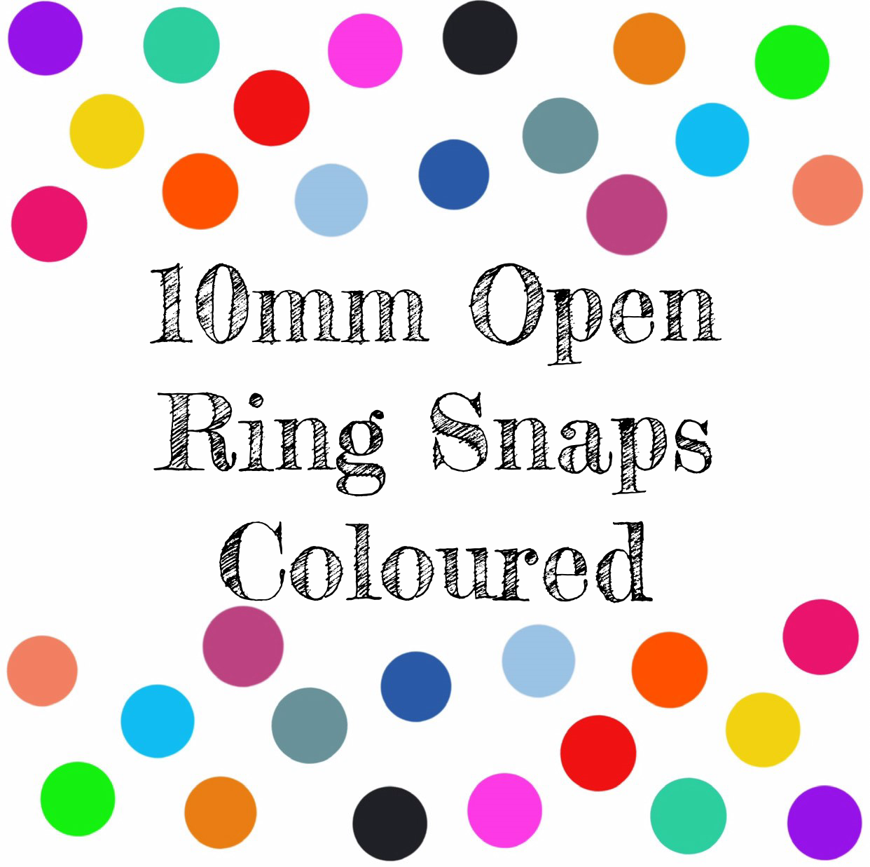 10mm KAM Open Ring Metal Snaps Coloured